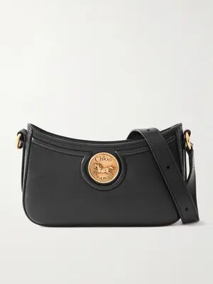 Chloé Textured-leather Shoulder Bag With Horse Medal