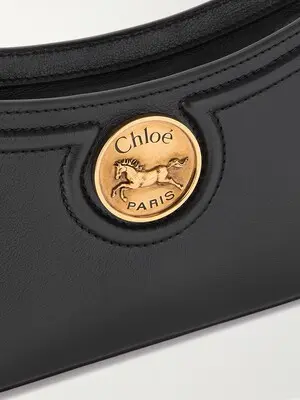 Chloé Textured-leather Shoulder Bag With Horse Medal
