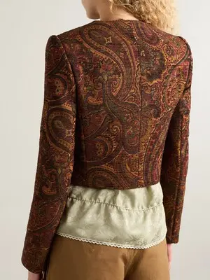 Chloé Jacquard Cropped Jacket - Brown