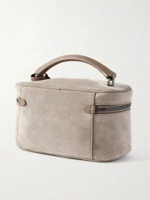 Brunello Cucinelli Leather-trimmed Suede Cosmetic Case