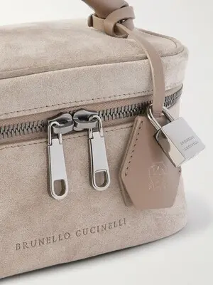 Brunello Cucinelli Leather-trimmed Suede Cosmetic Case