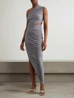 Alaïa One-shoulder Asymmetric Cutout Stretch-jersey Dress - Gray