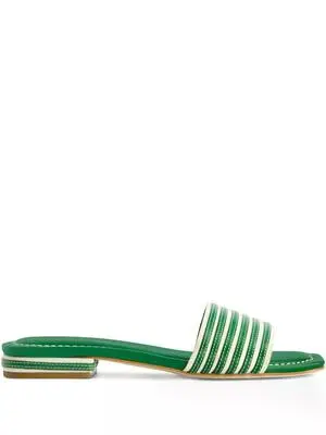 Bernardo 1946 Striped Flat Sandals - Green