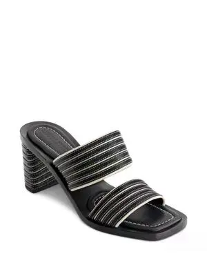 Bernardo 1946 70mm Bari Striped Double Strap Sandals - Black