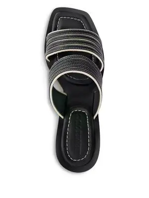 Bernardo 1946 70mm Bari Striped Double Strap Sandals - Black