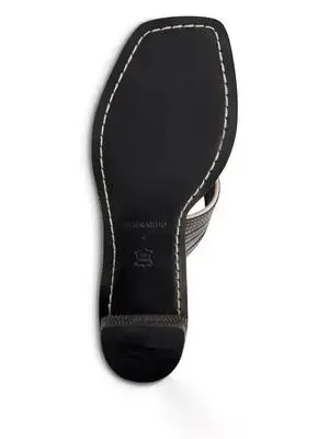 Bernardo 1946 70mm Bari Striped Double Strap Sandals - Black