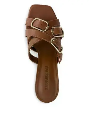 Bernardo 1946 80mm Double-buckle Slide Sandals - Brown