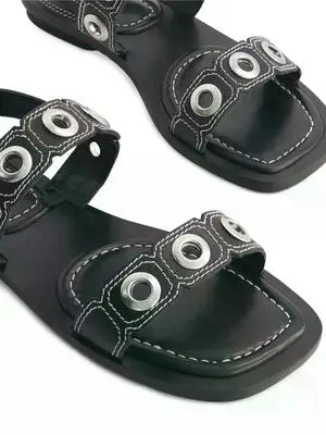Bernardo 1946 Acro Grommet-embellished Flat Sandals - Black
