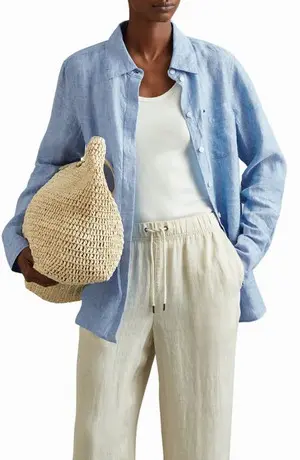 REISS Belle Linen Button-up Shirt