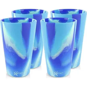 SILIPINT Silicone Pint Glasses 4 Pack Arctic Sky 16oz Unbreakable Cups