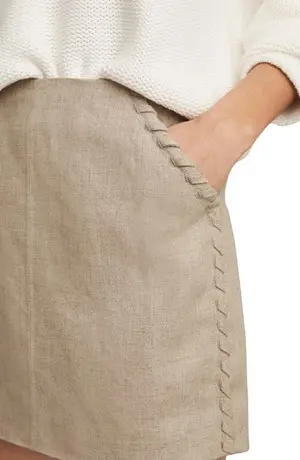 REISS Nikita Whipstitch Linen Miniskirt