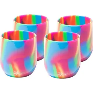 SILIPINT Silicone 12oz Stemless Wine Glasses 4 Pack - Multicolored
