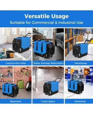 VOLENCA 190 Ppd Commercial Dehumidifier With Pump And 2 Wheels - Blue