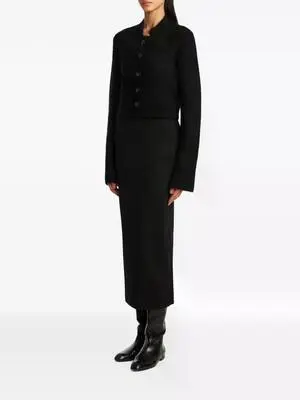 Khaite Silk-blend Cropped Cardigan - Black