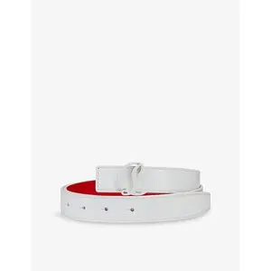 CHRISTIAN LOUBOUTIN Loubi54 Leather Belt Bianco/loubi