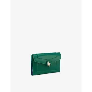 BVLGARI Serpenti Forever Compact Leather Wallet - Green