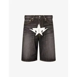 A BATHING APE Twin Star Printed Denim Shorts