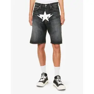 A BATHING APE Twin Star Printed Denim Shorts