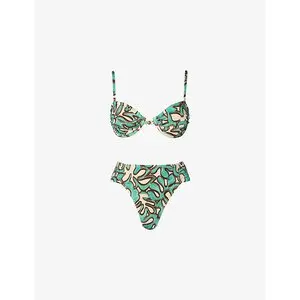 MALINA Floral-print Draped Bikini Top - Ocean Corals