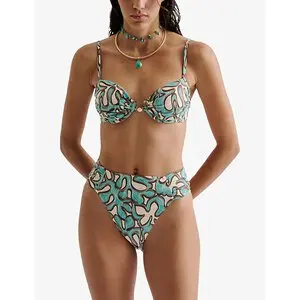 MALINA Floral-print Draped Bikini Top