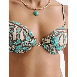 MALINA Floral-print Draped Bikini Top