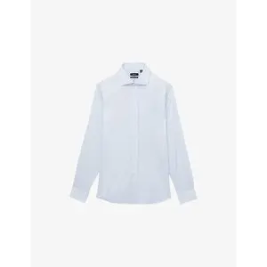 REISS Bishopsgate Long-sleeved Cotton-blend Shirt - Soft Blue