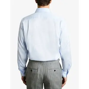 REISS Bishopsgate Long-sleeved Cotton-blend Shirt - Soft Blue
