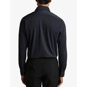 REISS Voyager Long-sleeved Stretch-woven Shirt - Navy