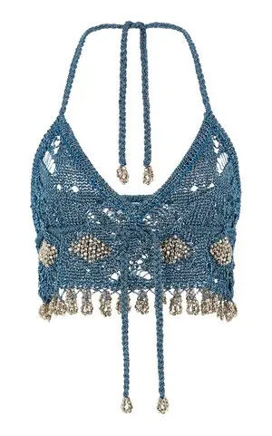 Rabanne Embellished Metallic Knit Top