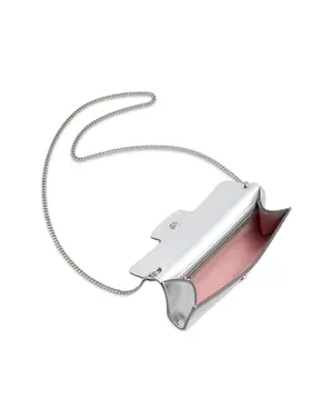 JIMMY CHOO Bing Leather Wallet On Chain - Silver/silver