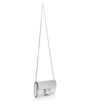 JIMMY CHOO Bing Leather Wallet On Chain - Silver/silver