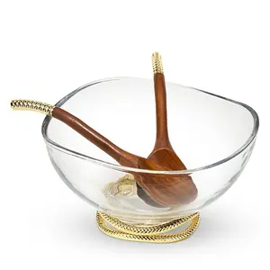 NAMBE Braid Gold Glass Salad Bowl & Servers - No Color