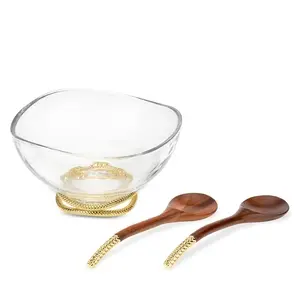 NAMBE Braid Gold Glass Salad Bowl & Servers - No Color