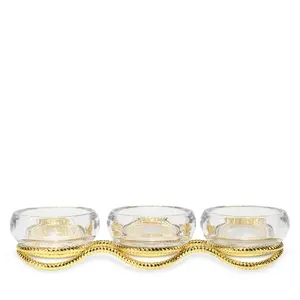 NAMBE Braid Gold Glass Triple Condiment Server - No Color