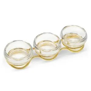 NAMBE Braid Gold Glass Triple Condiment Server - No Color