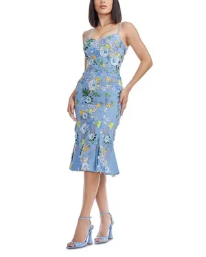 Dress The Population Allona Floral Applique Dress