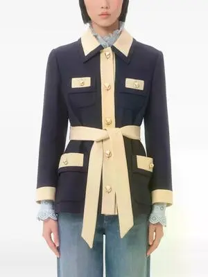 Valentino Garavani Caban Jacket With Belt - Blue