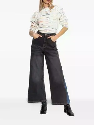 Munthe Contrast Panel Wide Leg Jeans