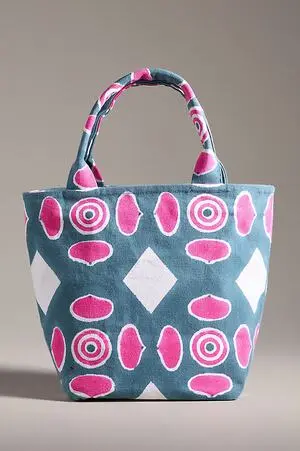SZ BLOCKPRINTS Roma Printed Cotton Tote - Button Print
