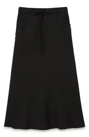 REISS Roxi Linen Midi Skirt With Drawstring Waist