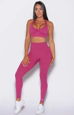 BOMBSHELL SPORTSWEAR V Back Leggings - Fuchsia