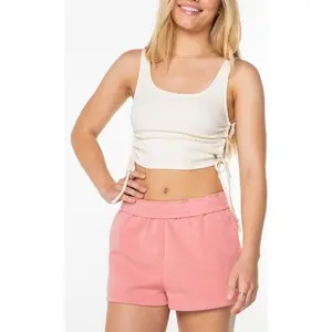 Roxy Surf Stoked Crop Rib Tank - Snow White Solid