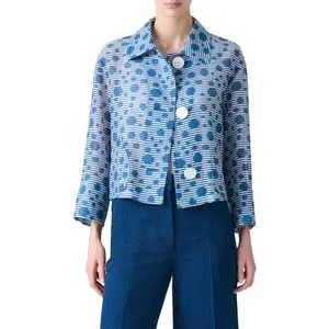Akris Stripe Dot Organza Crop Jacket