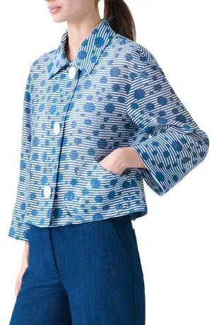 Akris Stripe Dot Organza Crop Jacket