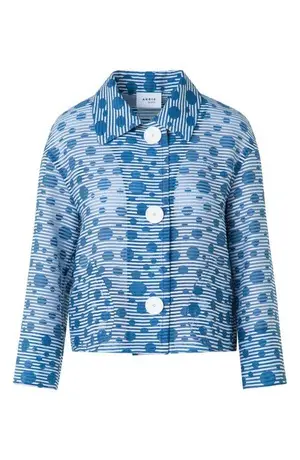Akris Stripe Dot Organza Crop Jacket