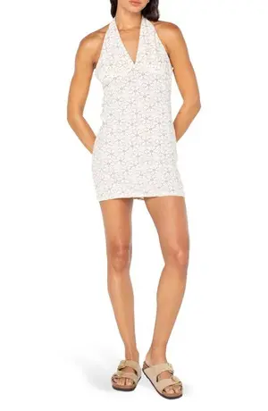 Roxy Ocean Boulevard Floral Halter Minidress - Snow White
