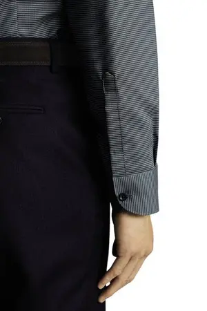CHARLES TYRWHITT Non-iron Stretch Texture Circle Shirt - Charcoal