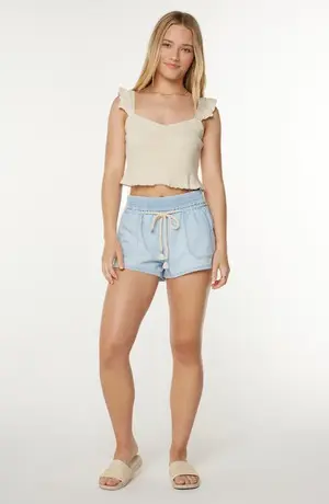 Roxy Denim Shorts With Tie Waist