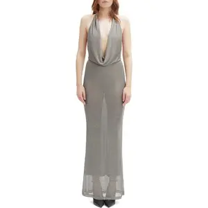 Metallic Knit Halter Dresses