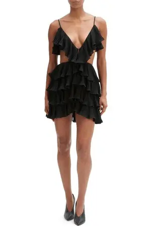 Bardot Ruffle Mini Cocktail Dress